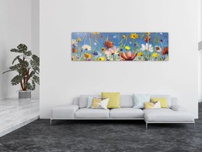 Malovaný obraz rozkvetlé louky (170x50 cm)