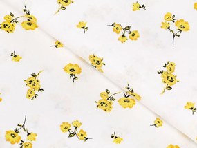 Biante Bavlněný povlak na polštář Sandra SA-084 Žluté květiny na bílém 50 x 70 cm