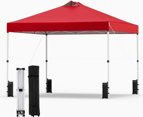Costway Výsuvný pavilon s 4 pytle s pískem a kolíky a lana skládací – 3 × 3 m
