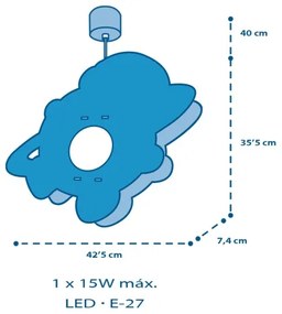 Dalber 41347 - Dětský lustr ASTRONAUT 1xE27/15W/230V