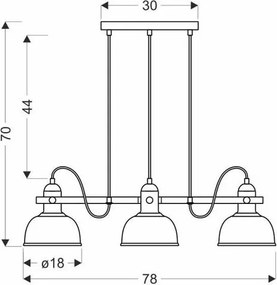 Lustr na lanku RENO 3xE27/40W/230V černá/hnědá