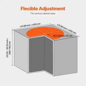 71,1 cm dvoupatrový chromový rohový organizér ve tvaru ledvinky Lazy Susan skříňová