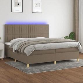 Box spring postel s matrací a LED taupe 200x200 cm textil