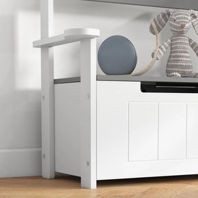Dětský box na hračky AIYAPLAY 2v1 - úložná lavička se zádovým opěradlem a opěrkami na ruce - plynový píst 68,5L x 34Š x 58V cm Šedá | Aosom