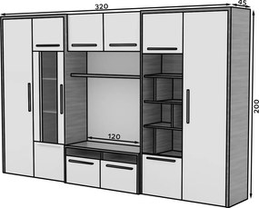 ADRK Furniture Obývací stěna MARIO WU-MAR-320-OMBD_WS