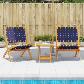 Skládací židle 2 ks se stolem tmavě modré z masivního dřeva 3214221