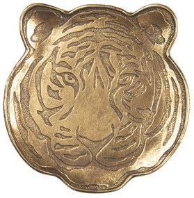 Zlatý dekorační tácek hlavy tygra - 14*1*14 cm