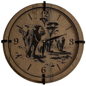 Li-Go "Sloni" Dřevěné hodiny 32 cm provedení povrchu: dub světlý