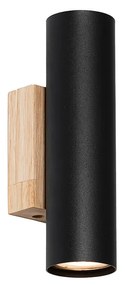 Moderní nástěnné svítidlo černé se dřevem 2-světlo - Jeana