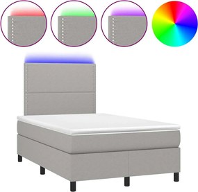 Box spring postel s matrací a LED světle šedá 120x190 cm textil 3270190