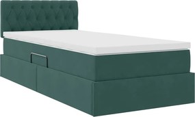Postel s úložným prostorem Tmavě zelená 100 x 200 cm samet 3370800