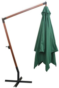 Závěsný slunečník s dřevěnou tyčí, 300x300 cm, zelená - Default Title