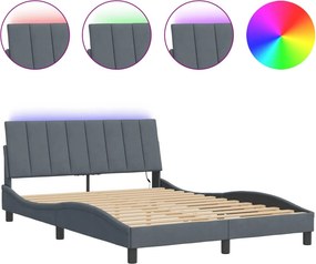 Rám postele s LED osvětlením bez matrace Hanko tmavě šedý 120 x 200 cm samet 3213770