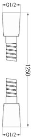 Mexen sprchová hadice 125 cm, Černá - 79435-70