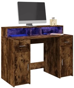 Psací stůl s LED kouřový dub 120 x 55 x 91 cm kompozitní dřevo 3309415