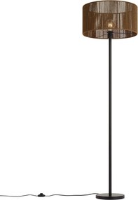Stojací lampa černá s hnědým stínidlem z papírového provazu 50/50/25 - Simplo