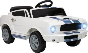 AIYAPLAY dětské elektrické auto 12V, dětské auto s 2,4 GHz dálkovým ovládáním, 2 motory, klakson, LED, hudba, bílá