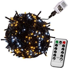 VOLTRONIC® 67602 Vánoční řetěz 5 m,50 LED,teple/stud.bílý + ovladač