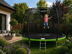 TRENDIE Trampolína s vnitřní sítí 312 cm zelená + žebřík
