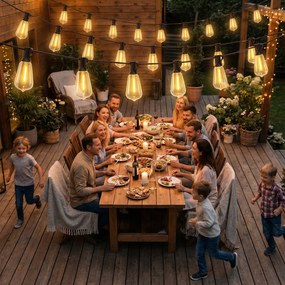 HOMCOM 50 LED světelných závěsů, 18 m připojitelných pohádkových světel, odolnost proti stříkající vodě IP44, vnitřní i venkovní dekorace