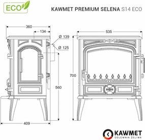 Krbová kamna KAWMET Premium SELENA S14 ECO