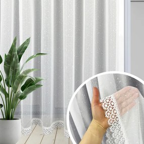 Voálová﻿ hotová záclona s krajkou bílá 9233 různé velikosti
