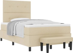 Postel s boxspringem s čelo Krémová 120 x 190 cm textil 3344056