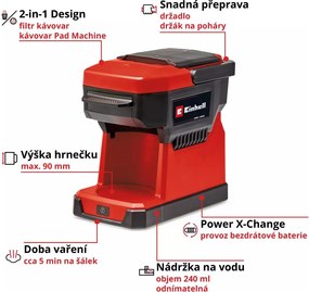 Aku kávovar Einhell TE-CF 18 Li-Solo 4609990
