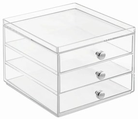 Transparentní organizér se 3 zásuvkami iDesign Wers, výška 13 cm