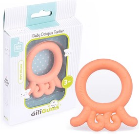 GiliGums Dětské silikonové kousátko Baby Octopus Teether, 3m+, meruňkova, 1 ks