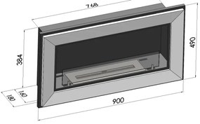InFire - Vestavěný BIO krb 49x90 cm 3kW černá