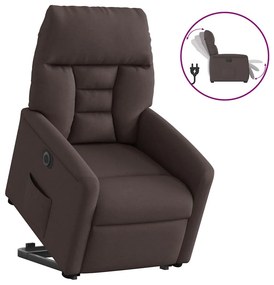 Elektrické zvedací polohovací křeslo tmavě hnědé textil 3303057