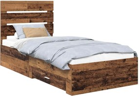 Rám postele s čelo Staré dřevo 90 x 190 cm Kompozitní dřevo 3412026