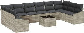 Set pohovek 11 ks Světle šedá polyratan 3346912