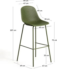 Zelená kovová/plastová zahradní barová židle Quinby – Kave Home