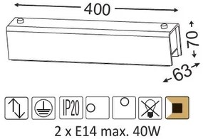 ACA DECOR Přisazené svítidlo AEGEAN max. 2x40W/E14/230V/IP20