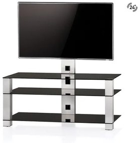 TV stolek  PL 2430 (černé sklo + alu nerez)
