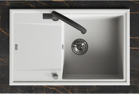 Laveo Megalo, 1-komorový granitový dřez 780x500x185 mm, bílá, LAV-SBE_611T