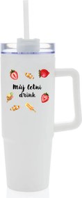 Personalizovaná cestovní termoska s průhledným víčkem s letním mixem