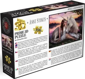 PRIME 3D Puzzle Dívka a jednorožec / 100 dílků / 31 × 23 cm / holograf