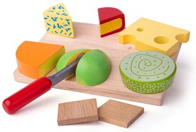 Bigjigs Toys Set dřevěných potravin sýry na desce