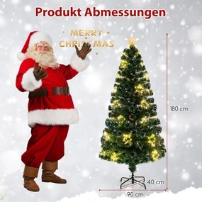 Costway 180 cm vánoční stromek z umělého laminátu se světly vánočního stromku