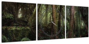 Obraz - Tajemný les (s hodinami) (90x30 cm)