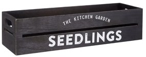 Černý dřevěný truhlík na bylinky a květiny Premier Housewares Seedlings, 15 x 45 cm