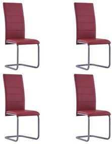 Jídelní židle Avoca - 4ks - umělá kůže | červené