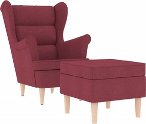 Křeslo s podnožkou vínové textil 3307992