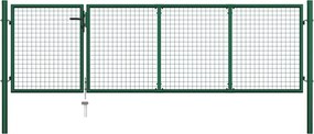 vidaXL Zahradní brána ocelová 350 x 100 cm [144341] Barva: Zelená