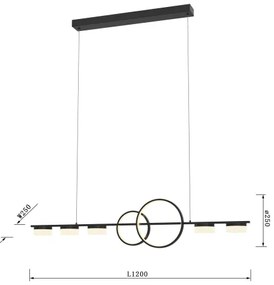Wofi 7030-702 - LED Stmívatelný lustr na lanku MESSINA LED/57W/230V černá