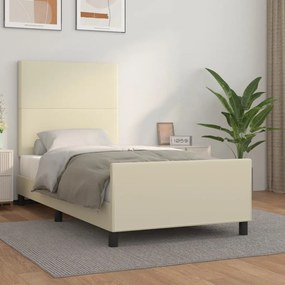 Rám postele s čelem krémový 80 x 200 cm umělá kůže 3125417