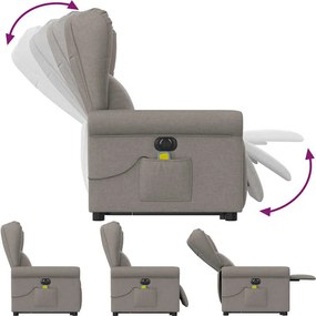 Elektrické zvedací masážní polohovací křeslo taupe textil 3303411